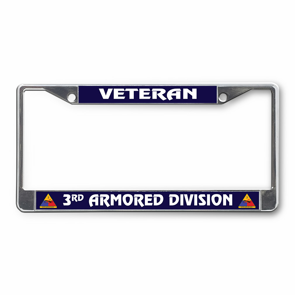 Metal License Plate Frame Vinyl Insert Veteran 3Rd Armored Division ...