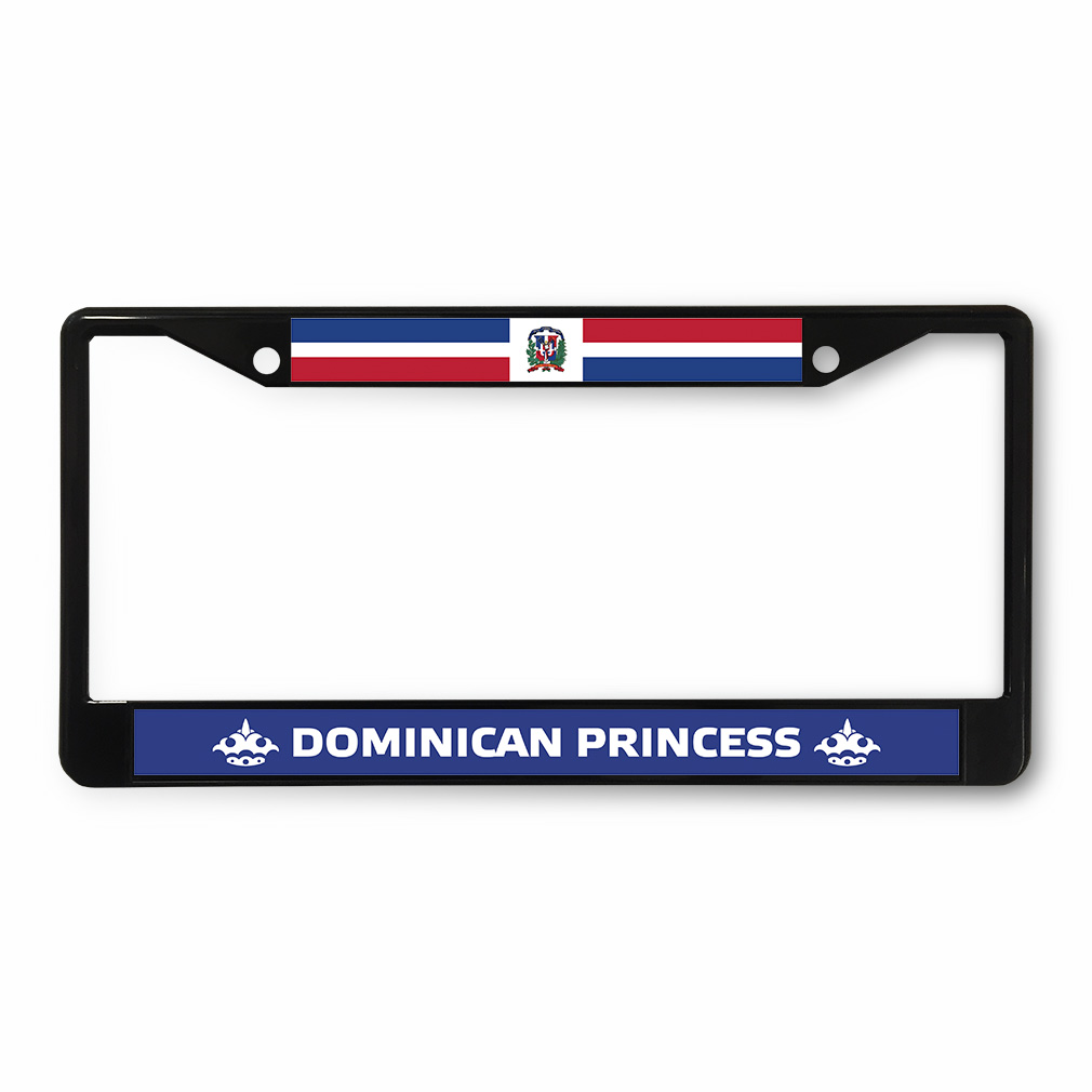 Metal License Plate Frame Vinyl Insert Dominican Princess Dominica Flag ...