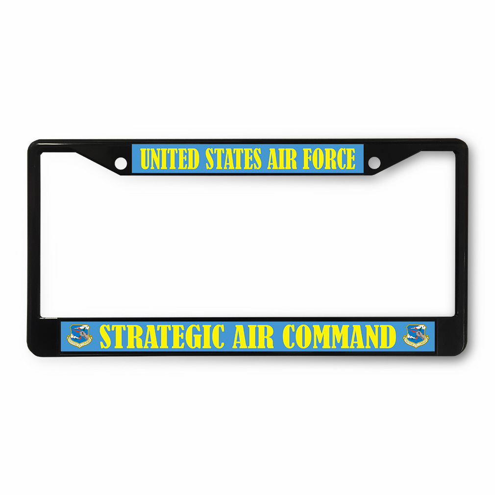 Metal License Plate Frame Vinyl Insert Air Force Strategic Command Logo ...
