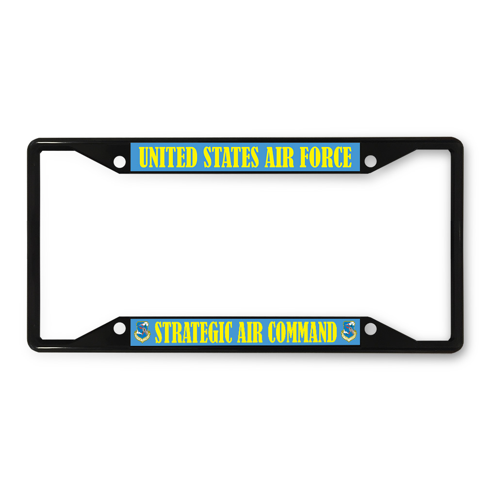 Metal License Plate Frame Vinyl Insert Air Force Strategic Command Logo ...