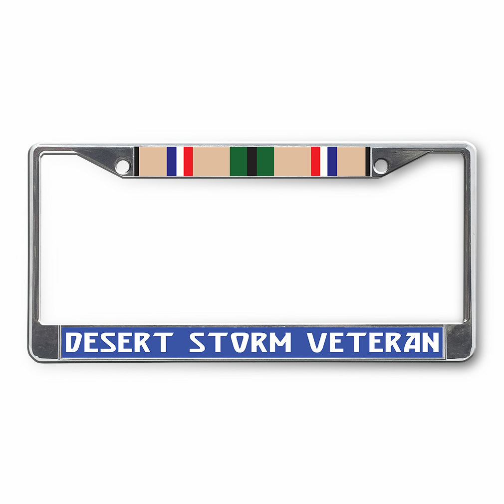 Metal License Plate Frame Vinyl Insert Desert Storm Veteran Logo ...