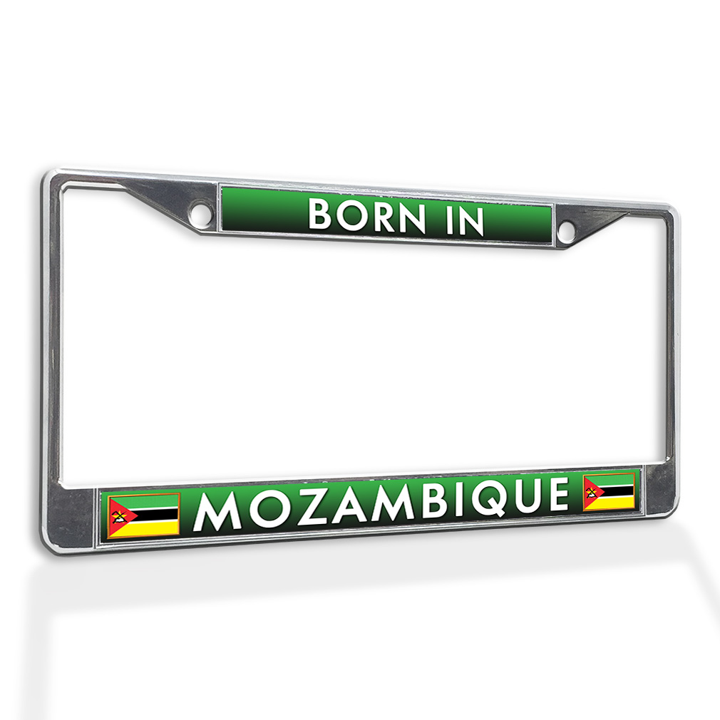 Metal License Plate Frame Vinyl Insert Born in Mozambique | eBay