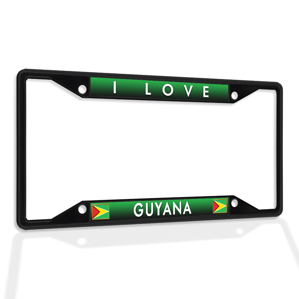 Metal License Plate Frame Vinyl Insert I Love Guyana | eBay