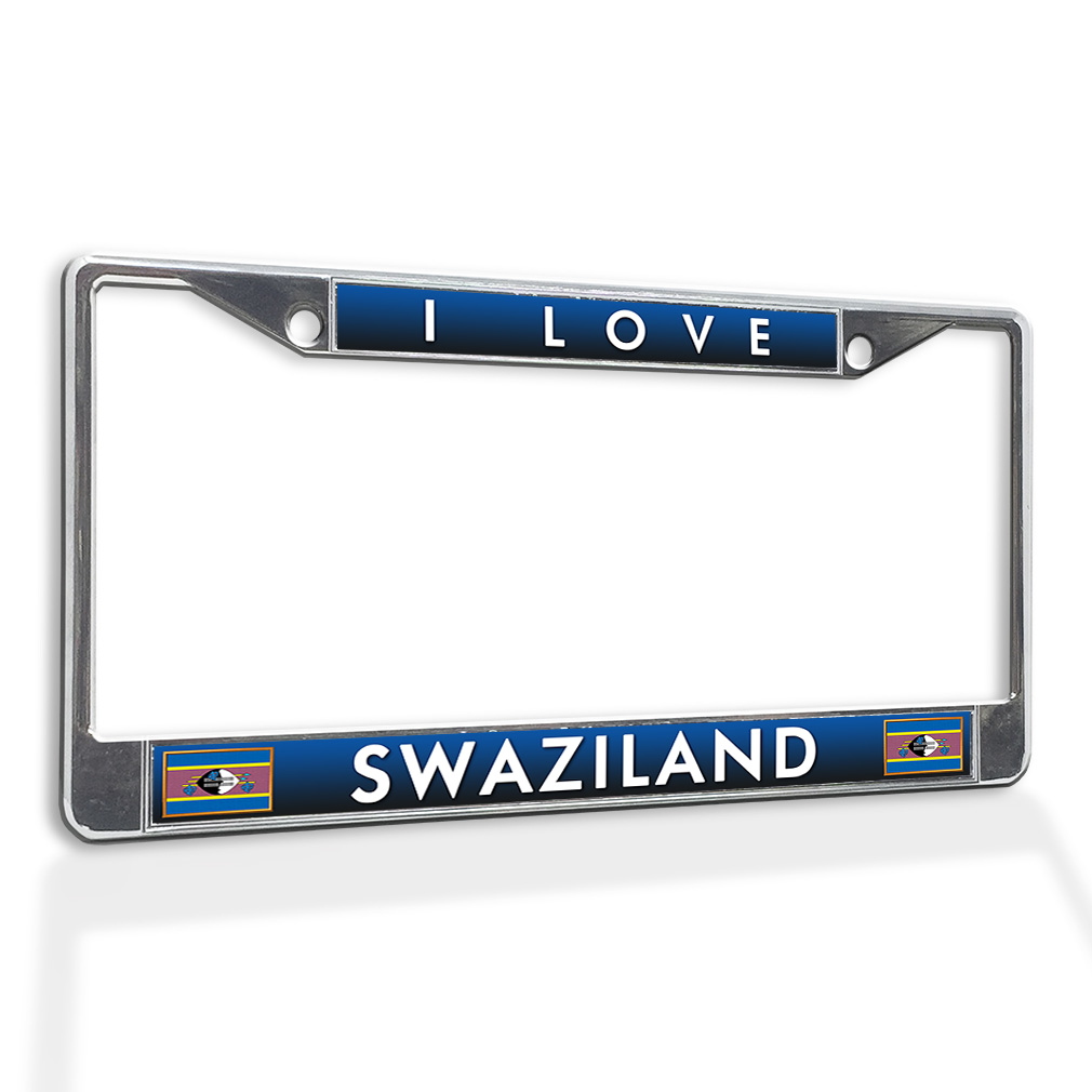 Metal License Plate Frame Vinyl Insert I Love Swaziland | eBay.de